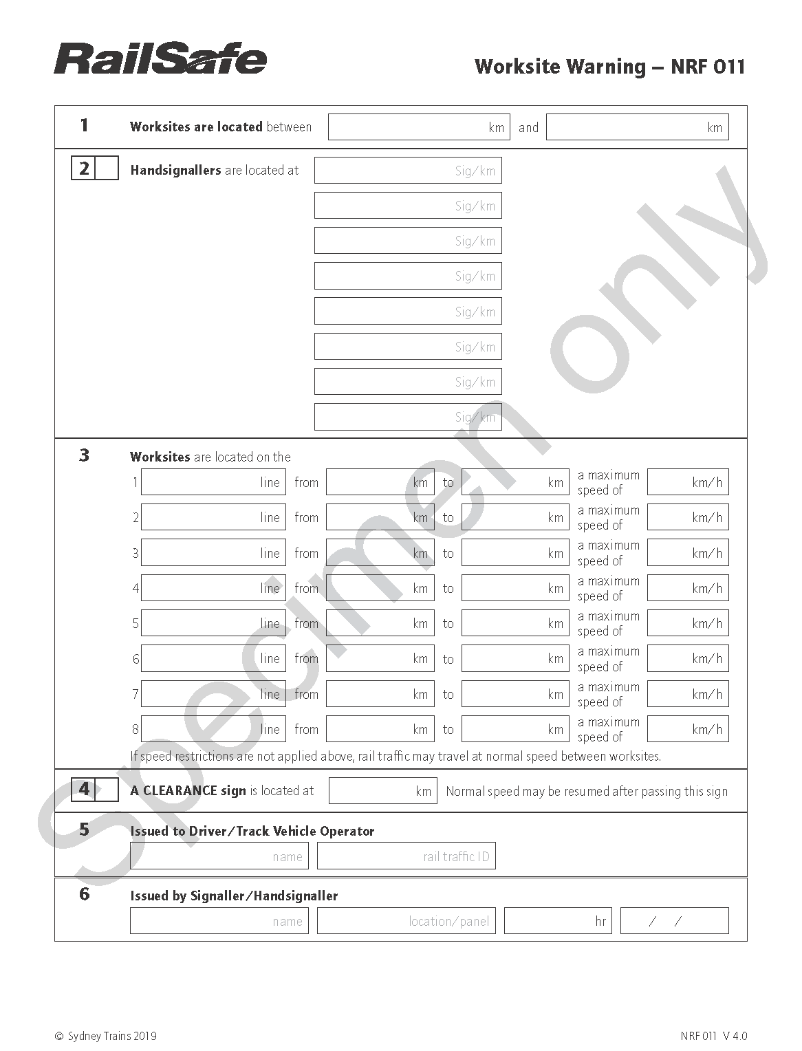 NPR 011 Using a Worksite Warning Form | RailSafe