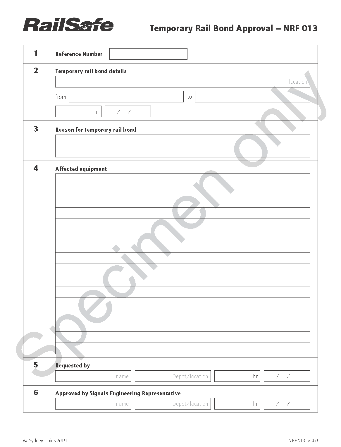 NPR 013 Using a Temporary Rail Bond Approval Form | RailSafe