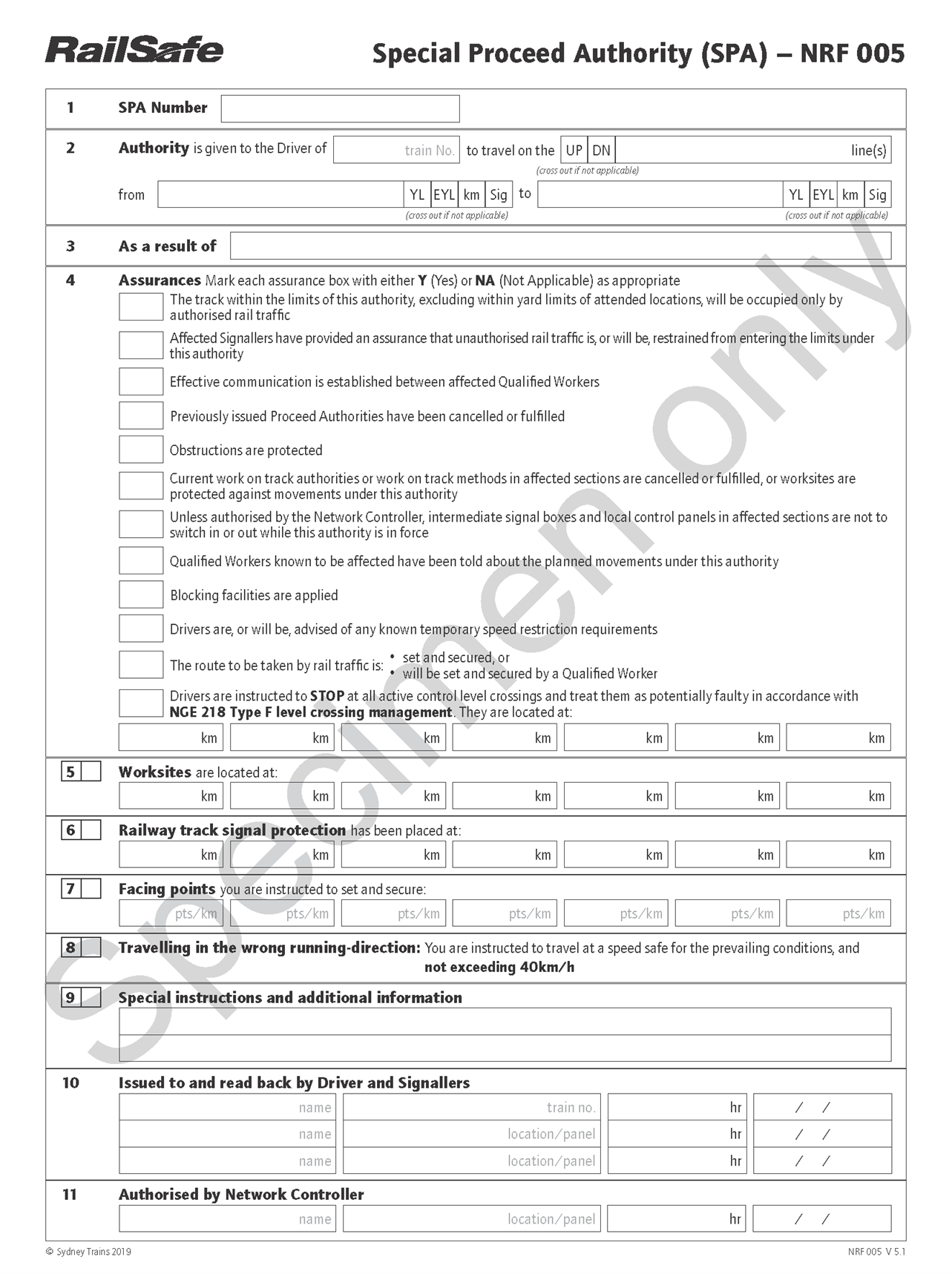 NPR 005 Using a Special Proceed Authority (SPA) Form | RailSafe