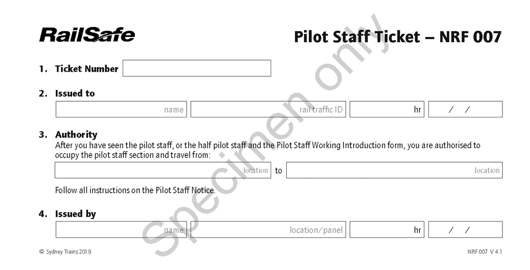 NPR 007 Using a Pilot Staff Ticket | RailSafe