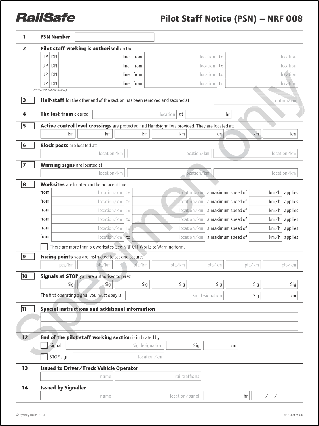NPR 008 Using a Pilot Staff Notice (PSN) | RailSafe