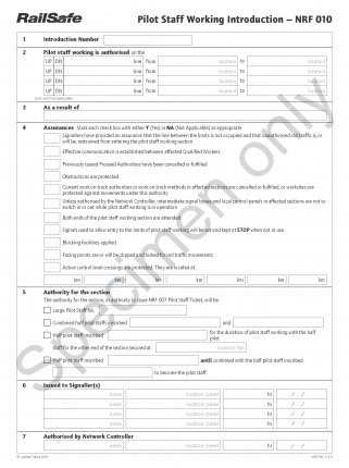 NPR 010 Using a Pilot Staff Working Introduction Form | RailSafe